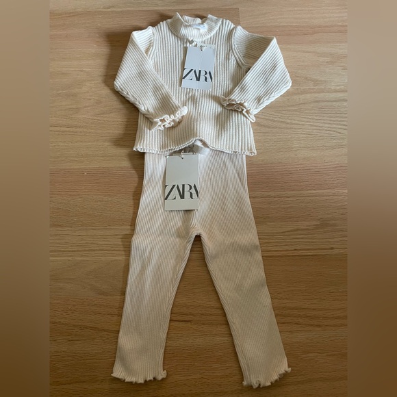 Zara | Matching Sets | Zara Offwhite Ribbed Matching Set 92 Mo | Poshmark